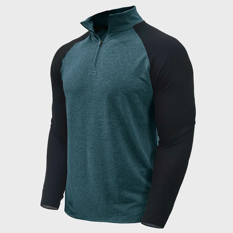 Men's Long Sleeve Zipper Stand Collar T-Shirt