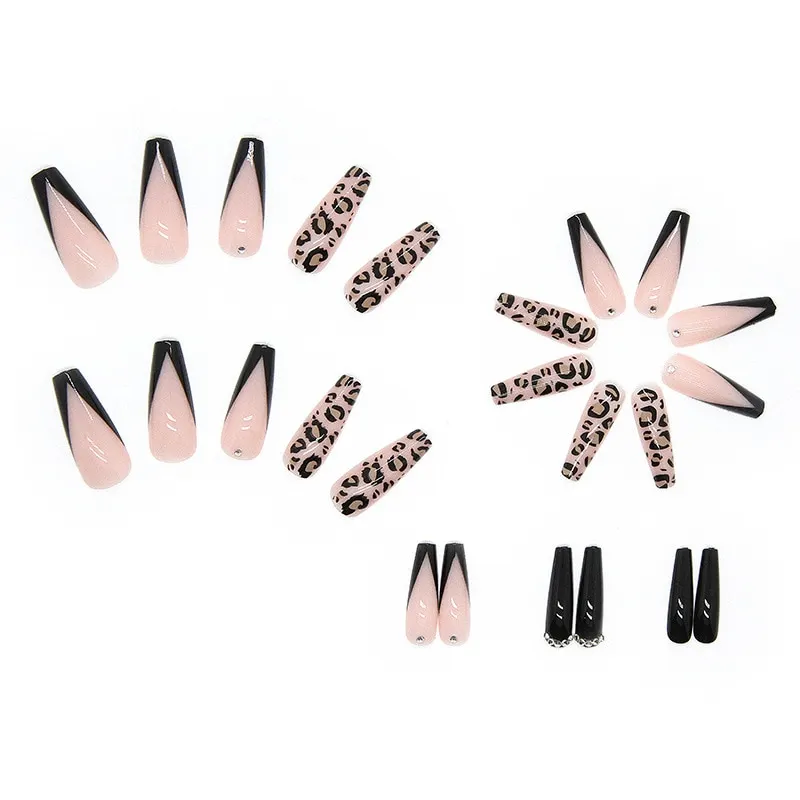 Churchf V Shape French Nails Set Press on Faux Ongles with Designs