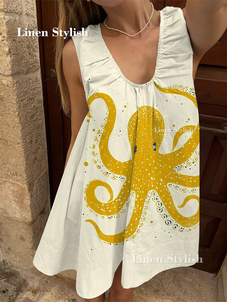 Octopus Print Vest Mini Dress