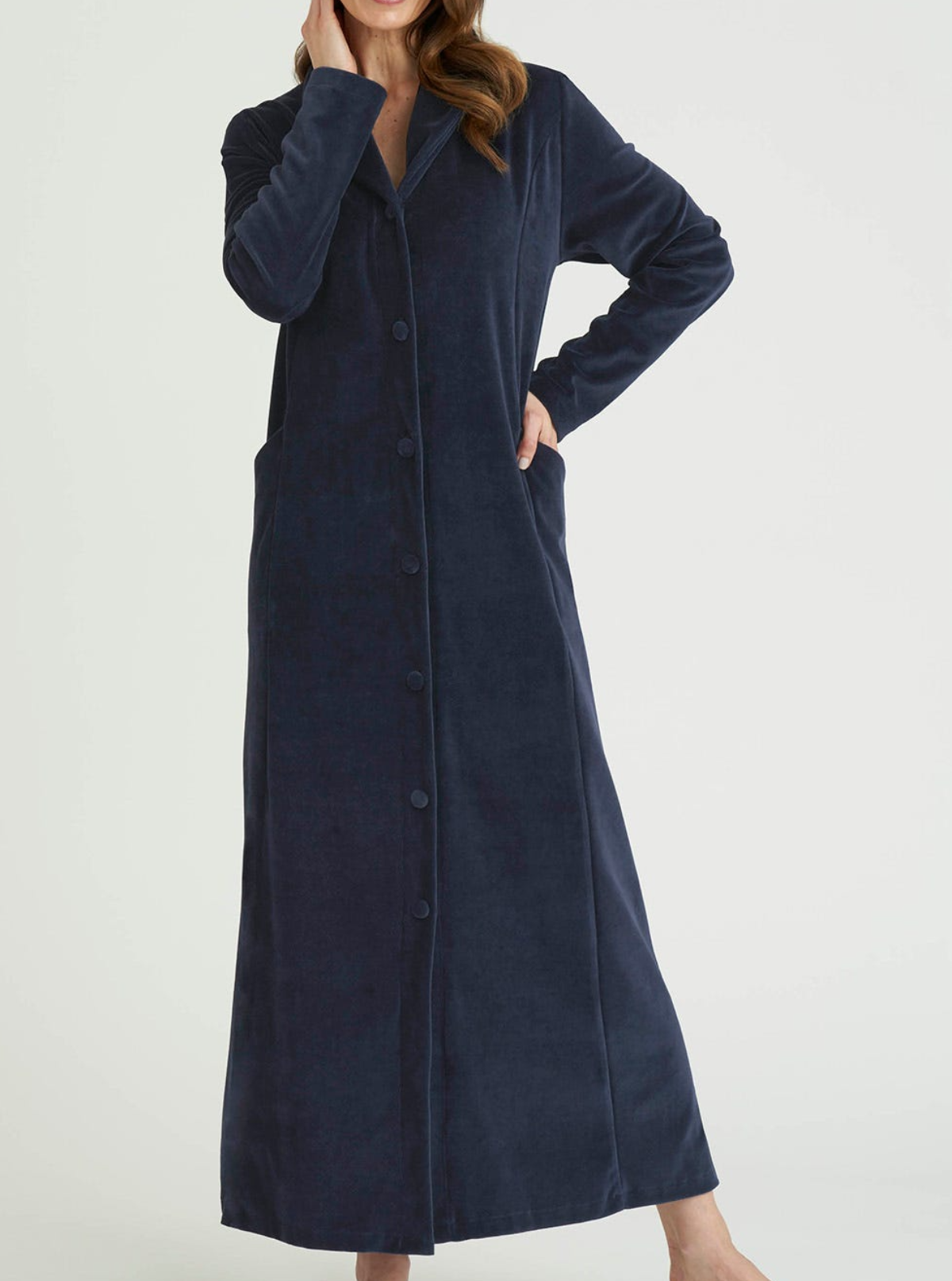 Navy Luxury cosy fleece Housecoat