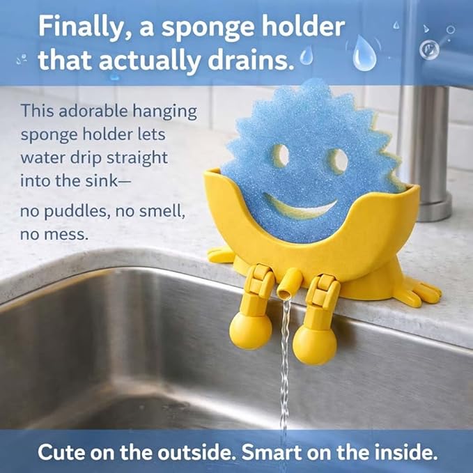 Saker® Cute Smiling Sponge Holder With Drainage For Kitchen Sink, 3D ...