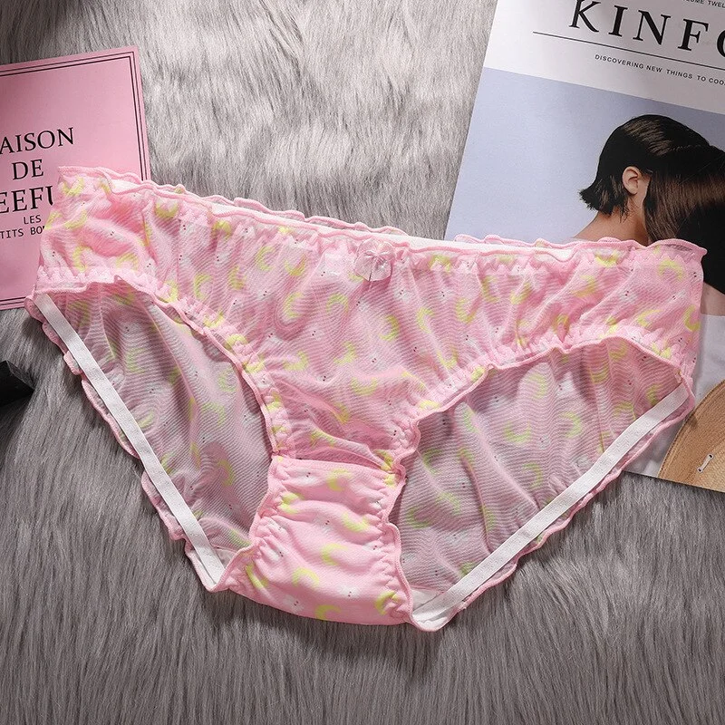 Uaang Sweet Cute Fruit Printing Mesh Girl Panties Sexy Transparent Lace ...