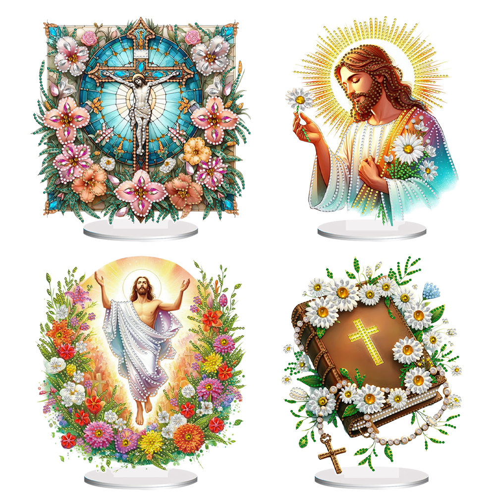 Acrylic Special Shape Cross Jesus Diamond Painting Desktop Ornaments ...