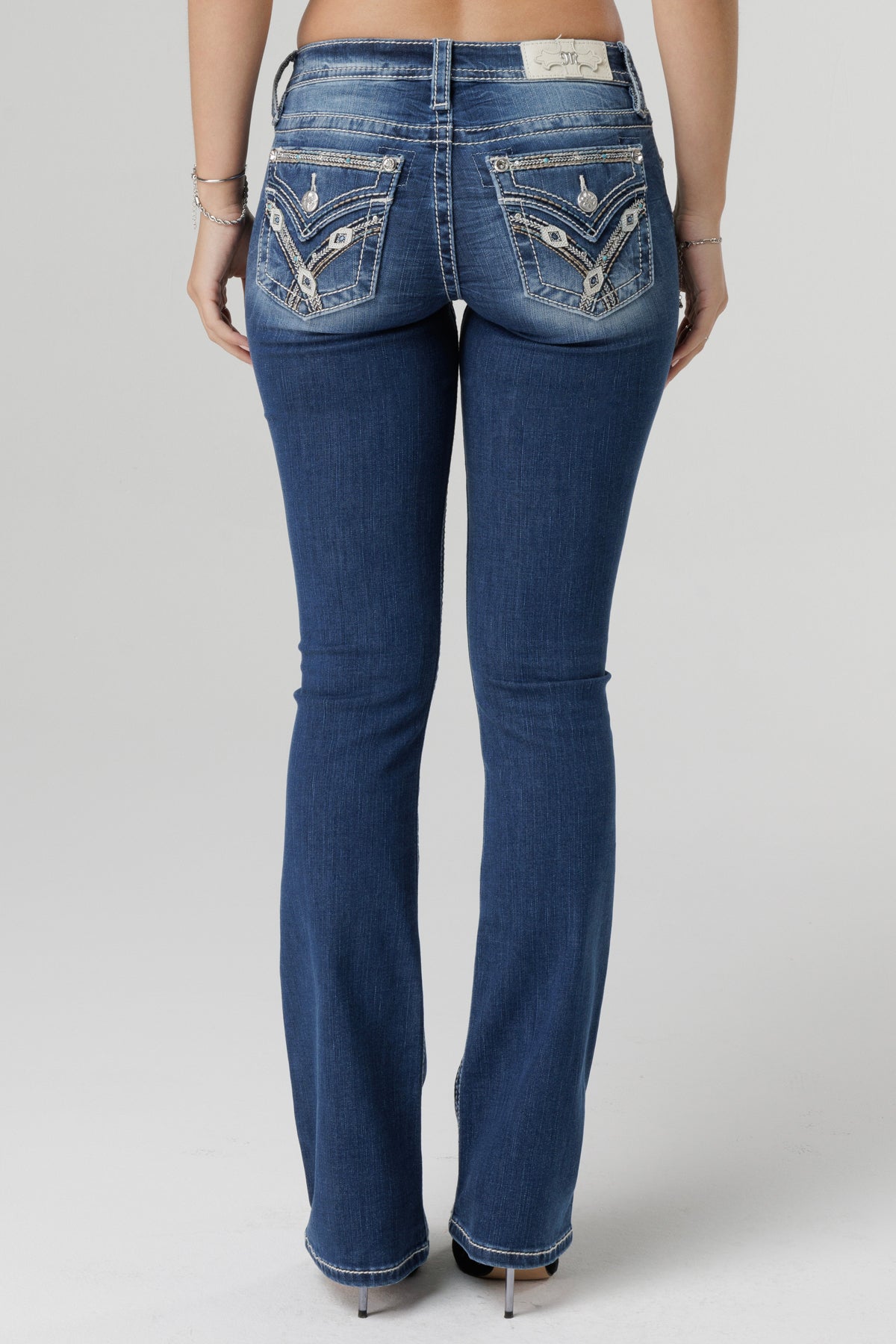 Stitched and Jaded Bootcut Jeans
