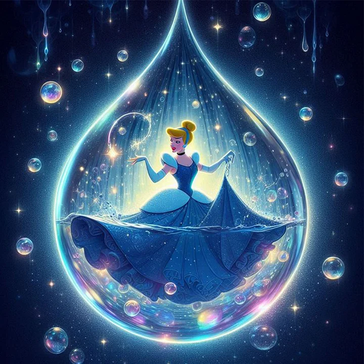 Water Drop Princess (velvet cloth) AB drill full round/square diamond ...