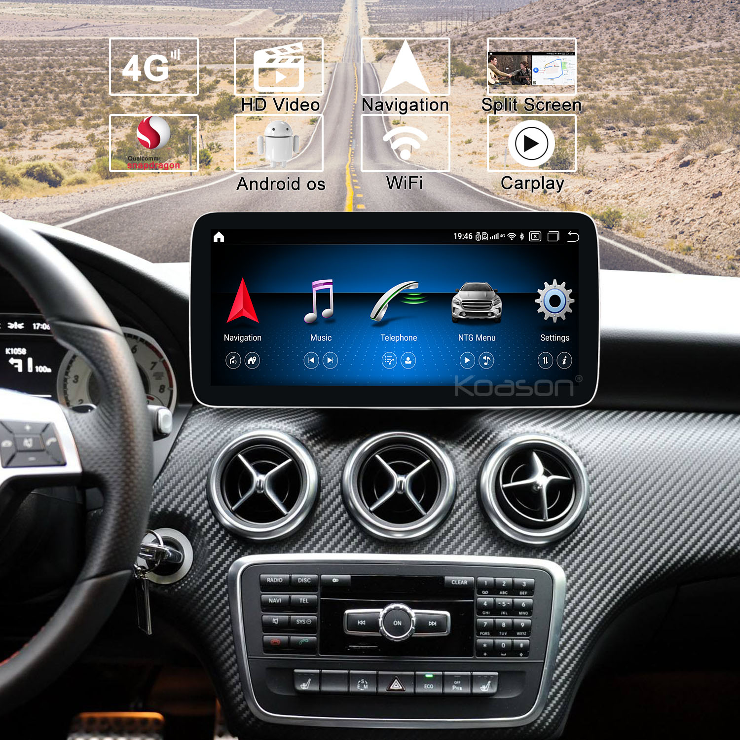 Koason Android Screen Upgrade Apple CarPlay Android Auto GPS Navigation ...