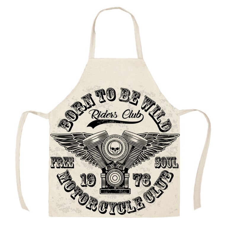 Linen Kitchen Apron - Motorcycle