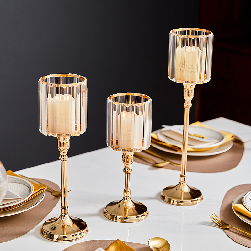 Crystal Glass Bar Dining Table Candle Holder - Candlelight Dinner Retro ...