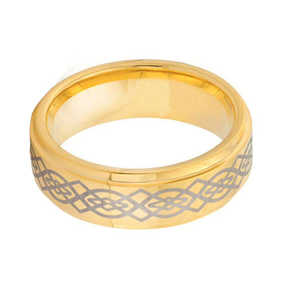 8MM Gold Laser Pattern Couples Tungsten Rings Wedding Bands | Tungsten ...