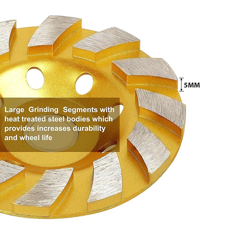 4/ 4.5/ 5 Inch Concrete Grinding Wheel Heavy Duty Turbo Row Diamond Cup ...