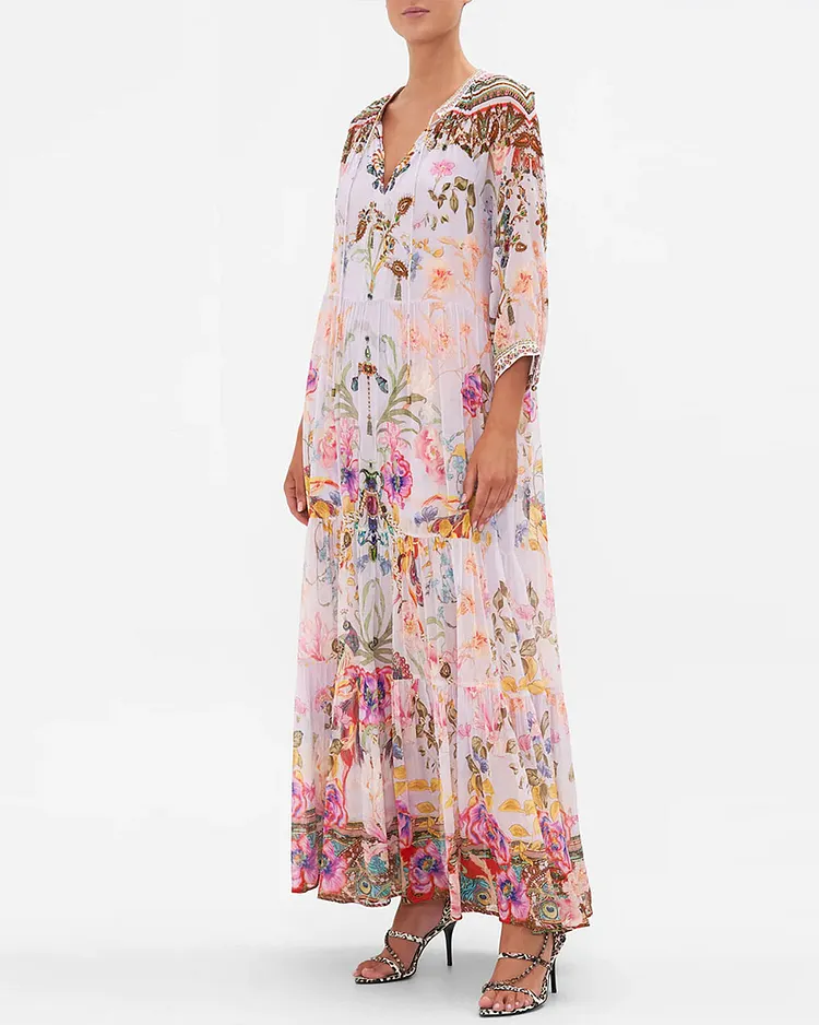 Long Gathered Panel Dress