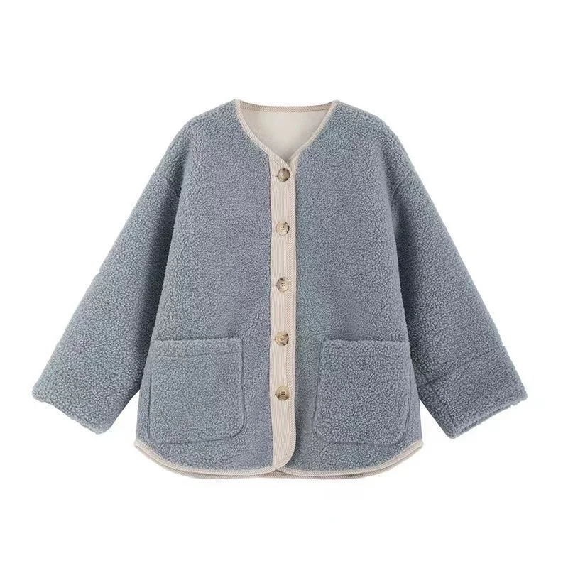 VINTAGE CONTRASTING LAMB WOOL JACKET