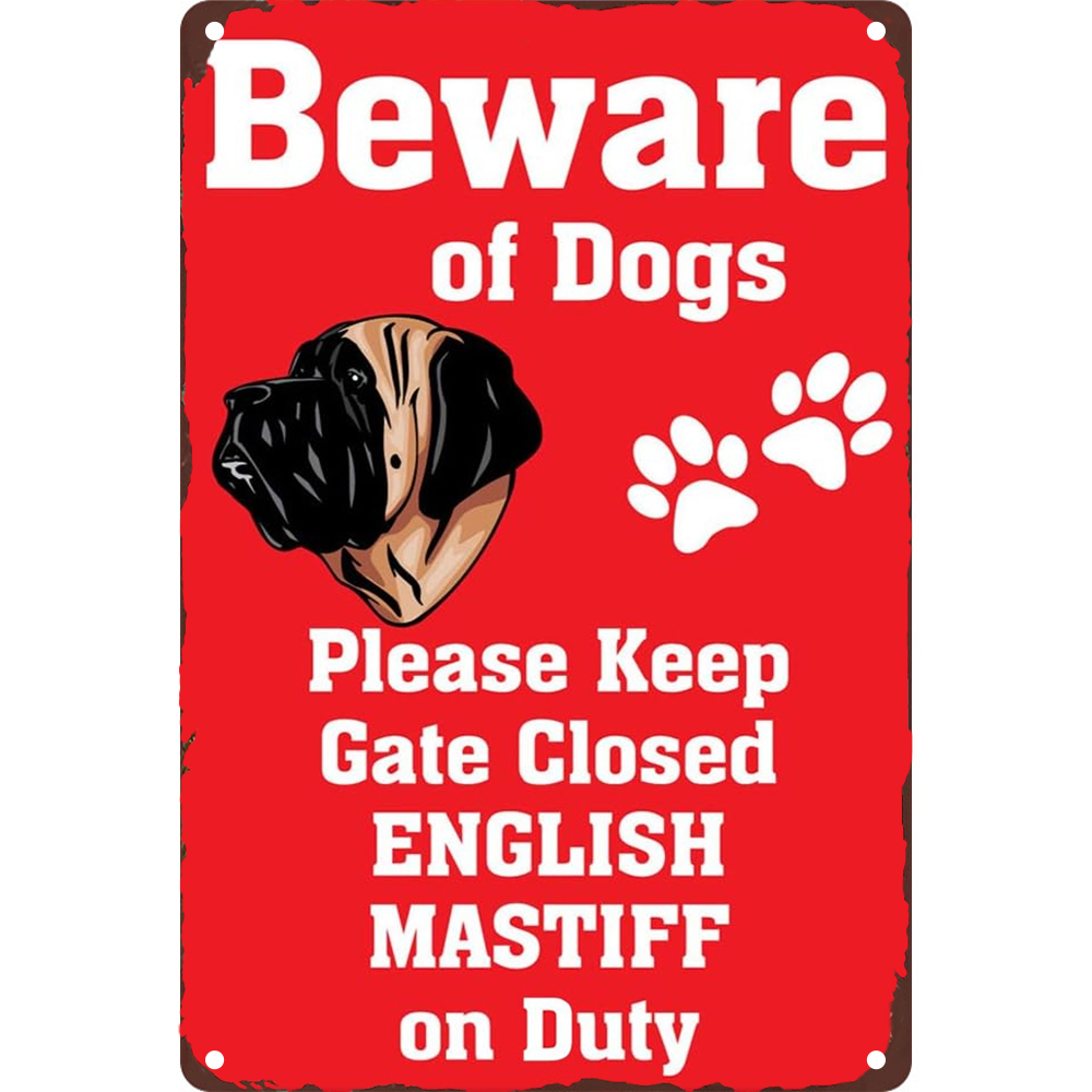 English Mastiff Dog Beware of - Vintage Metal Signs - 30*40cm