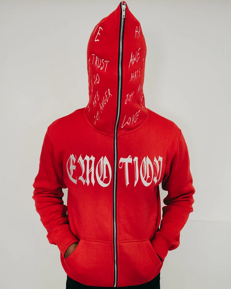 Red “Emotion” Zip Up Hoodie