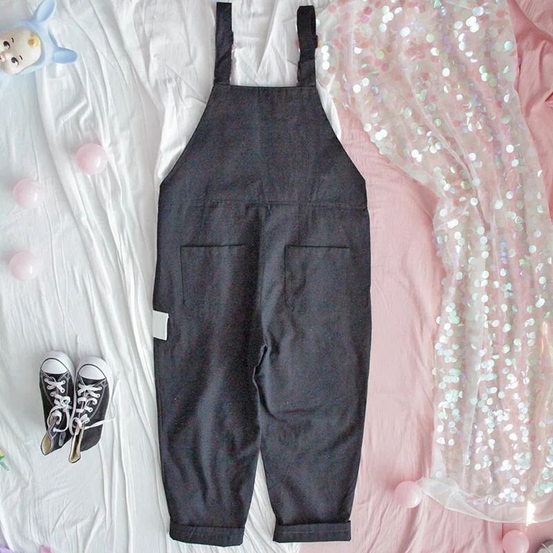 CREAM STRAWBERRY PRINT OVERALLS