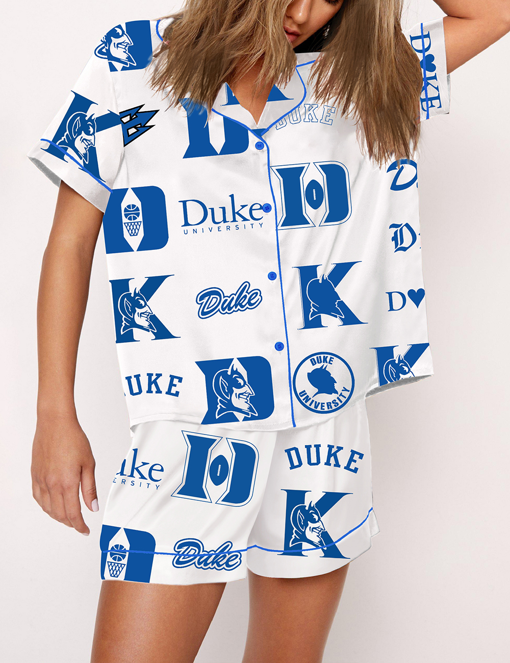 Women's Duke Blue Devils Basketball Duke Girl Print Pajama Set