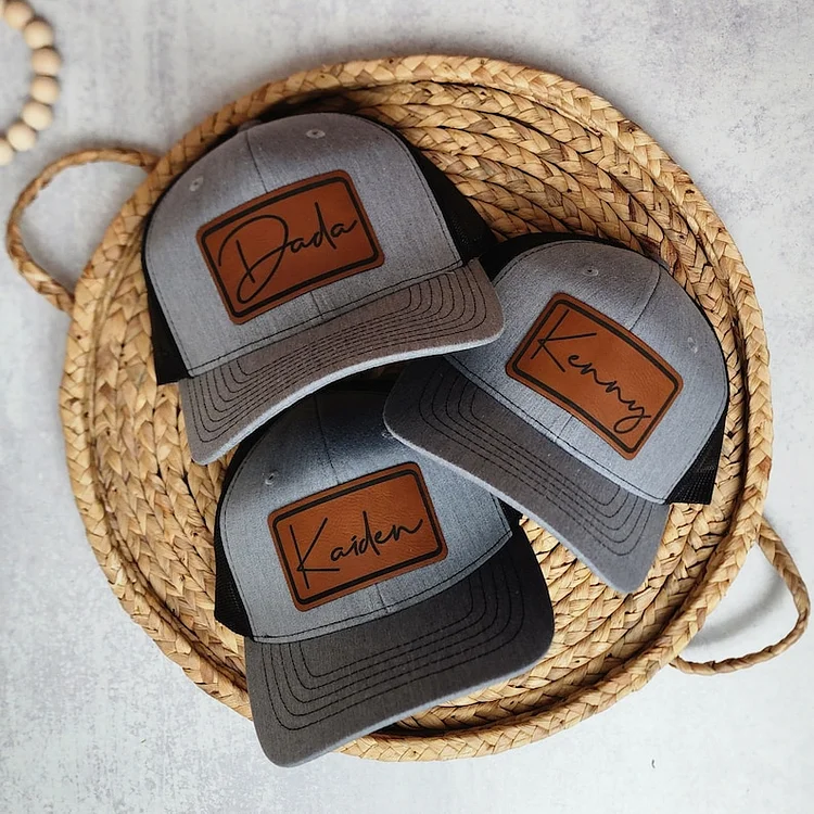 Dad and Son Trucker Hats | Cursive | Rectangle | Dad Gift | Toddler Kid ...