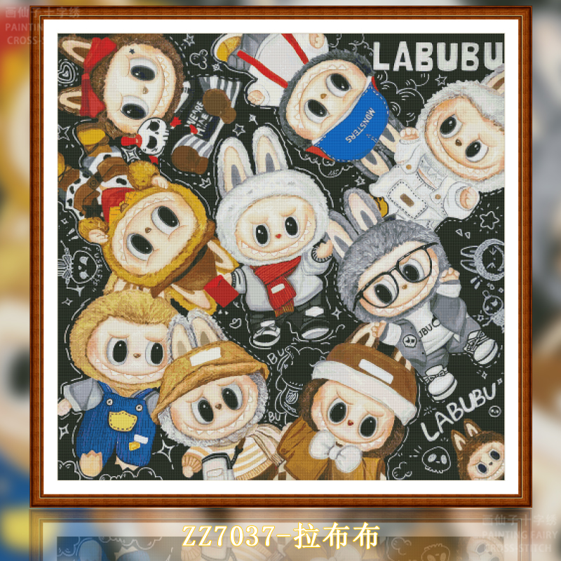 [Fairy]Cartoon Labubu 14CT Pre-stamped Canvas(95*95cm) Cross Stitch