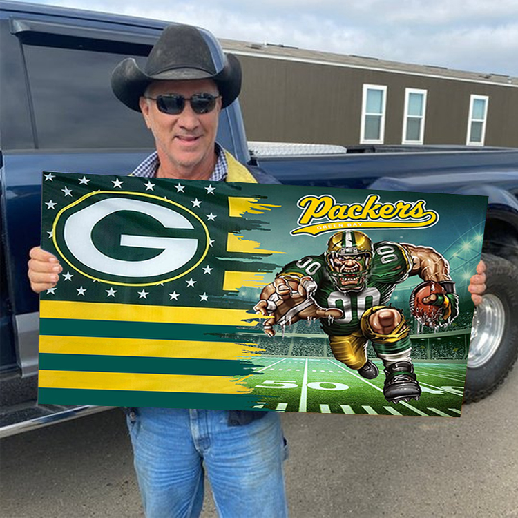 Green Bay Packers Mascot Wood Flag