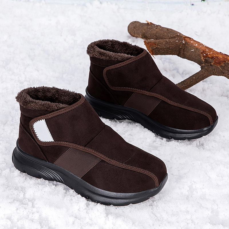 Velcro Winter Boots Mens – Unisex Velcro Strap Snow Booties Plush Lined ...