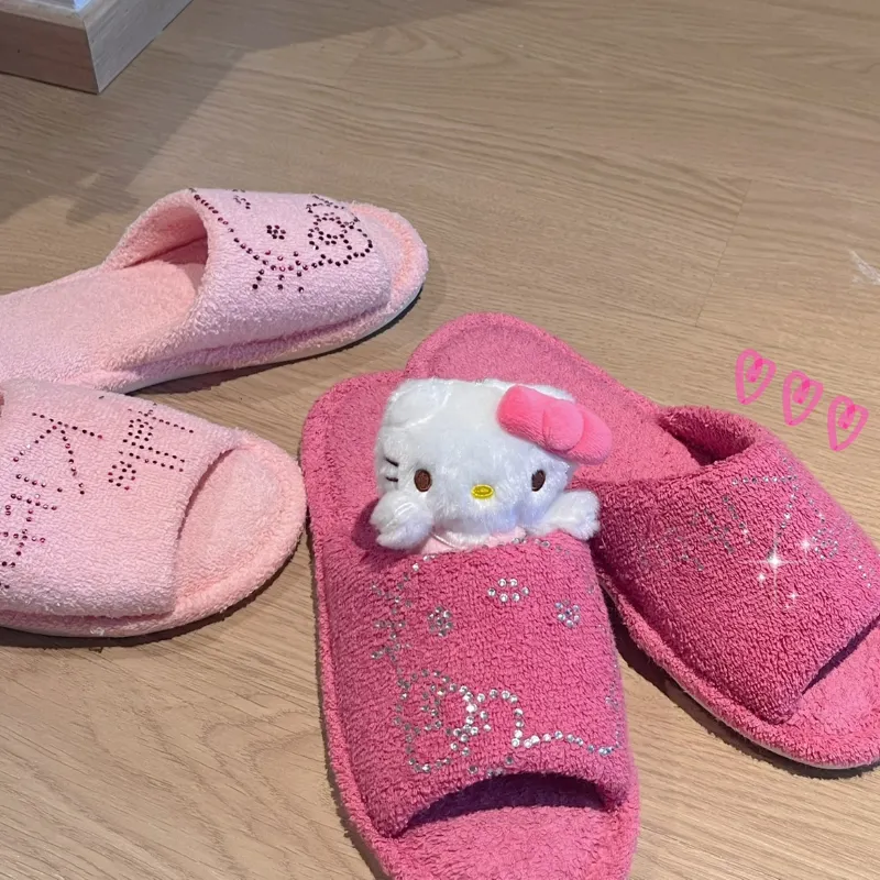 Kawaii Kitty Pink Diamond Slippers
