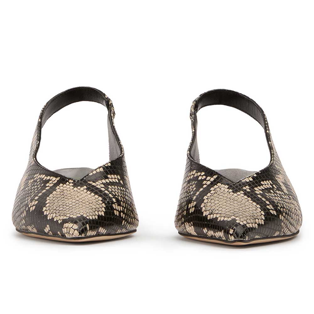 Women's Pointed Toe Python Embossed Slingback Low Heel Pumps