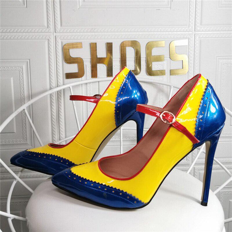 GOOSHOE High Heels Pumps Patchwork Leather Prom Shoes
