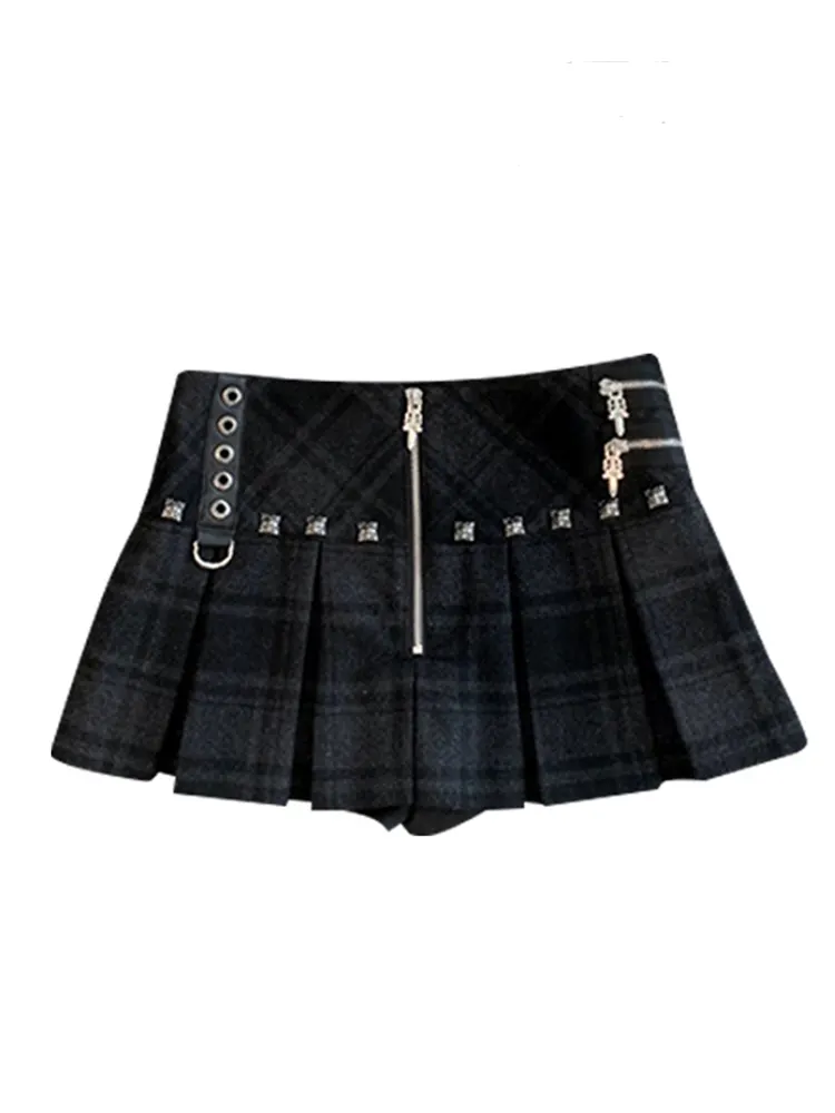 Uveng Women Gothic 2000s Gyaru Plaid Mini Pleated Micro Skirt Harajuku ...