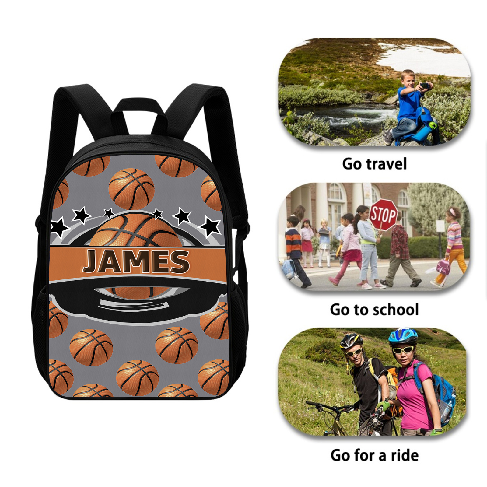 Personalized Basketball Name School Bag Boys Black Backpack, Customized ...