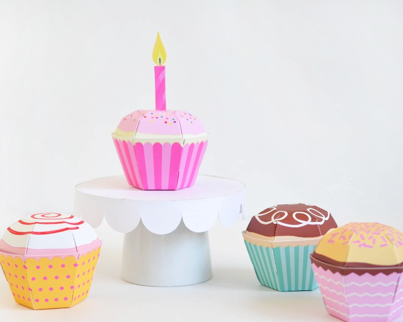 Cupcake Favour Box Template Set-With Instructions