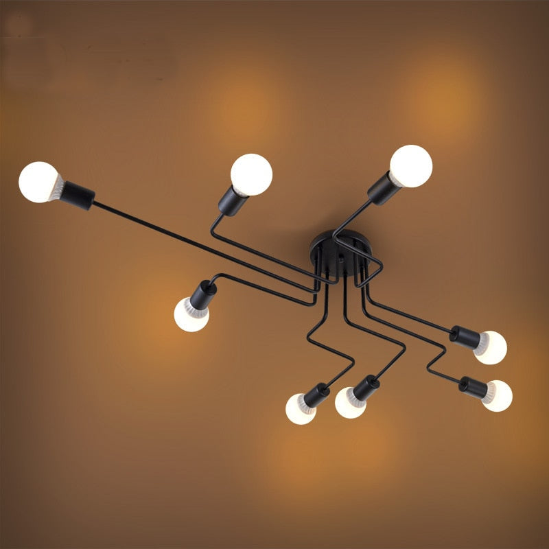 Modern Pendant Lights Hanging Vintage Multiple Rod Wrought Iron Ceiling ...