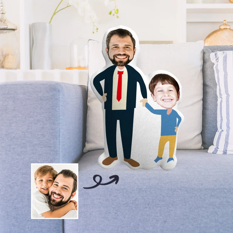 Custom Face Pillow for Father and Son