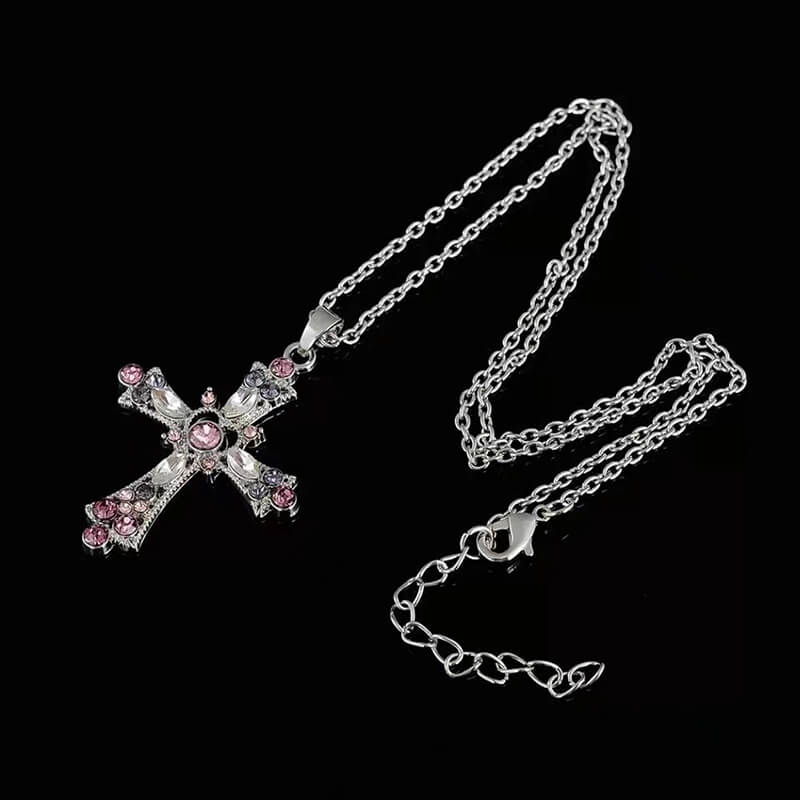 Pink Diamond Cross Necklace
