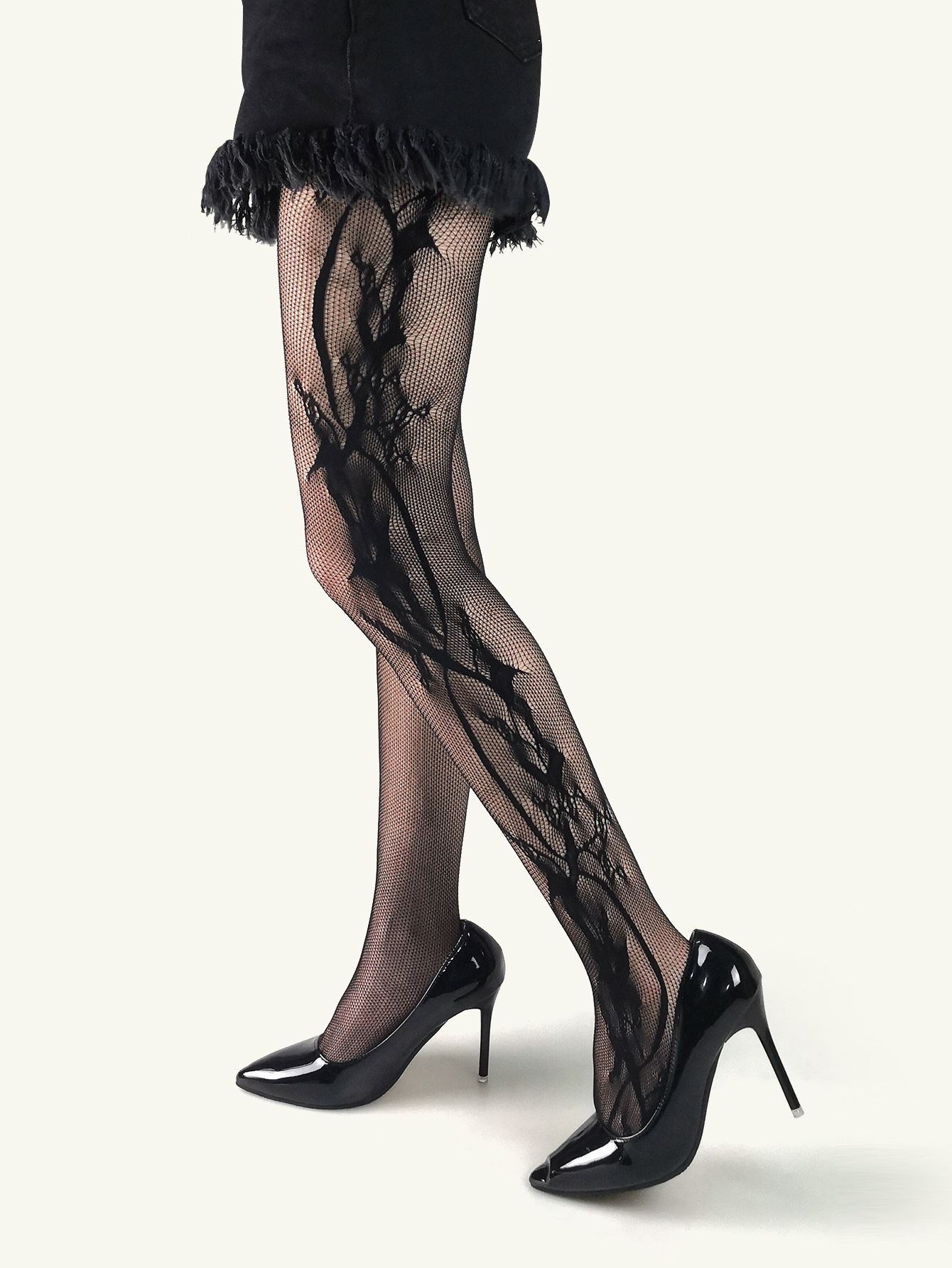 Sexy Vine Cutout Lace-up Tights