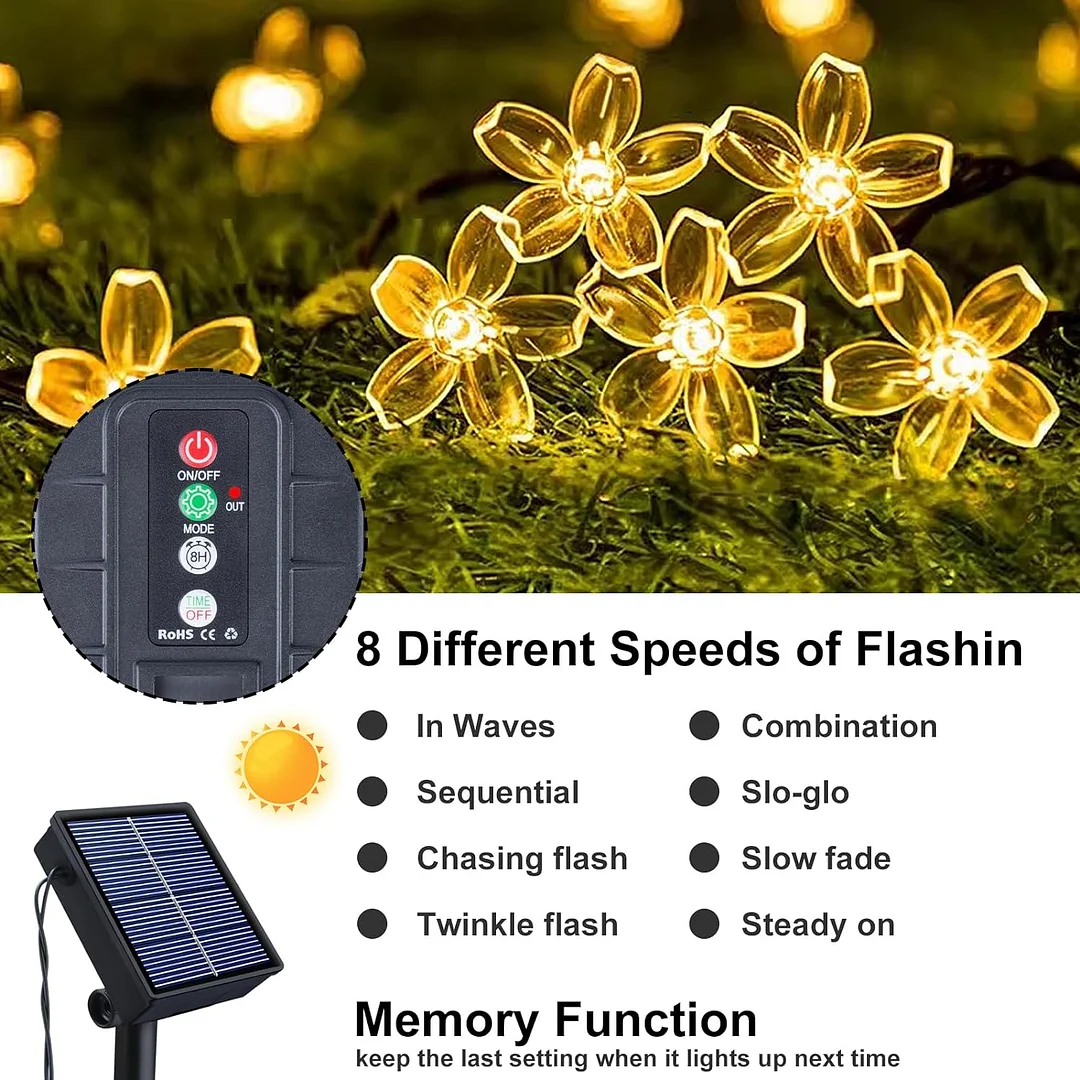 Ninonly Cherry Solar Fairy Lights outdoor 14m 120 LED