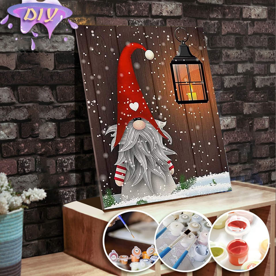 DIY Paint by Numbers Christmas Gnomes Painting Home Decor