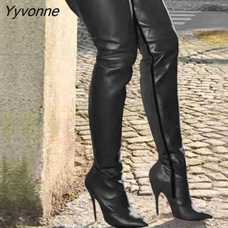 Yyvonne Women Boots High Heels Back Zip Female Shoes Zipper Boots-Women ...