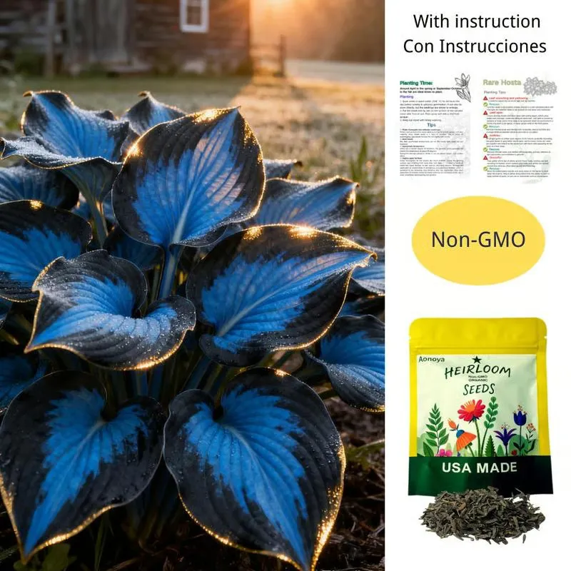 💥2025 Hot Sale 🌌Midnight Blue Heart Hosta Seeds Perennial Shade Plant ...