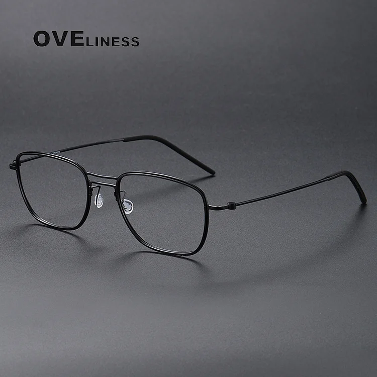 pure Titanium Glasses Frame Men Square Retro Prescription Eyeglasses ...