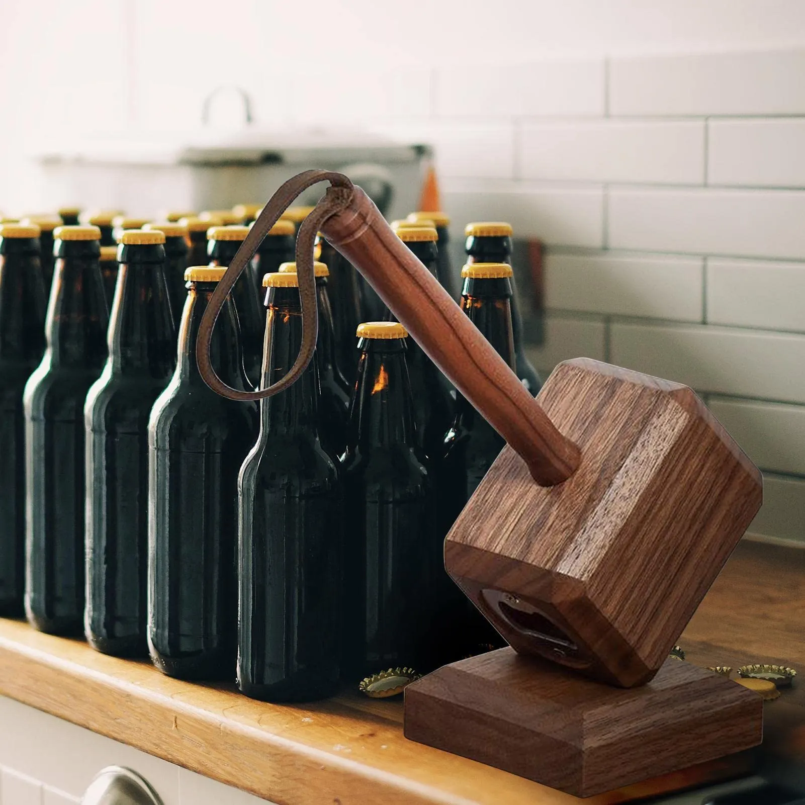 Wooden Bottle Opener - Magnetic Thor Hammer Bottle Opener, Creative ...
