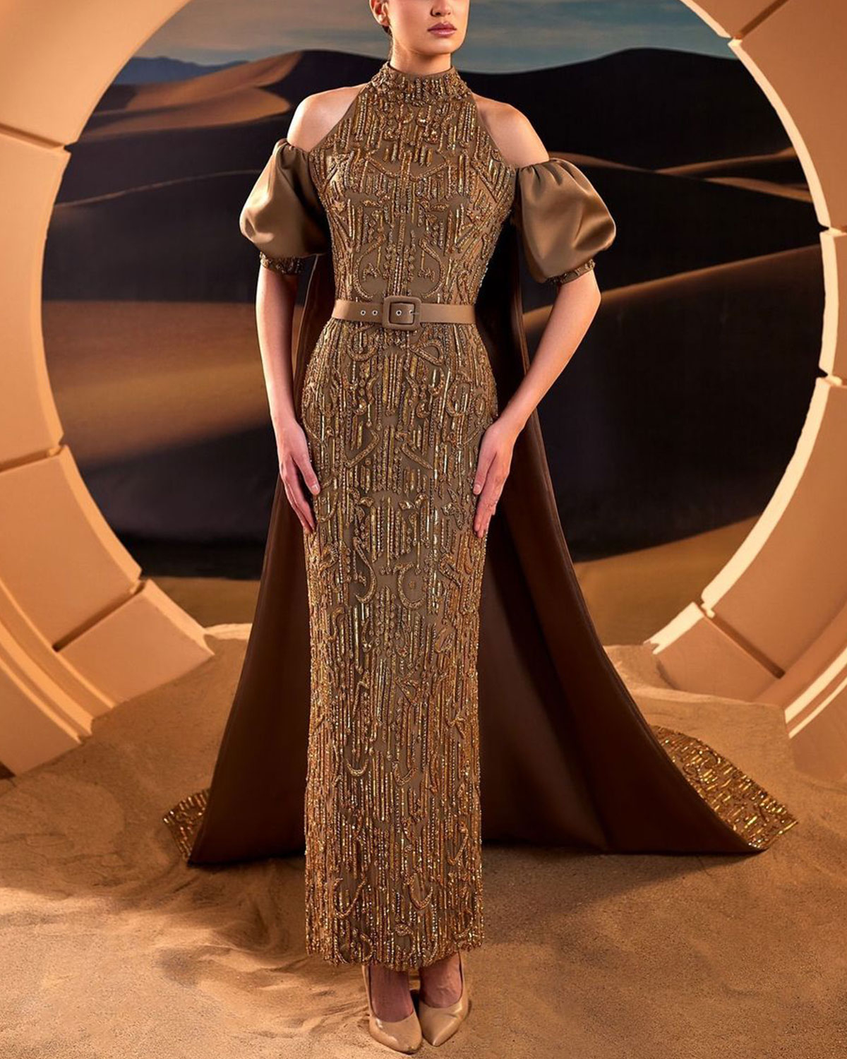 Elegant Off-the-shoulder Embroidered Sequin Dress