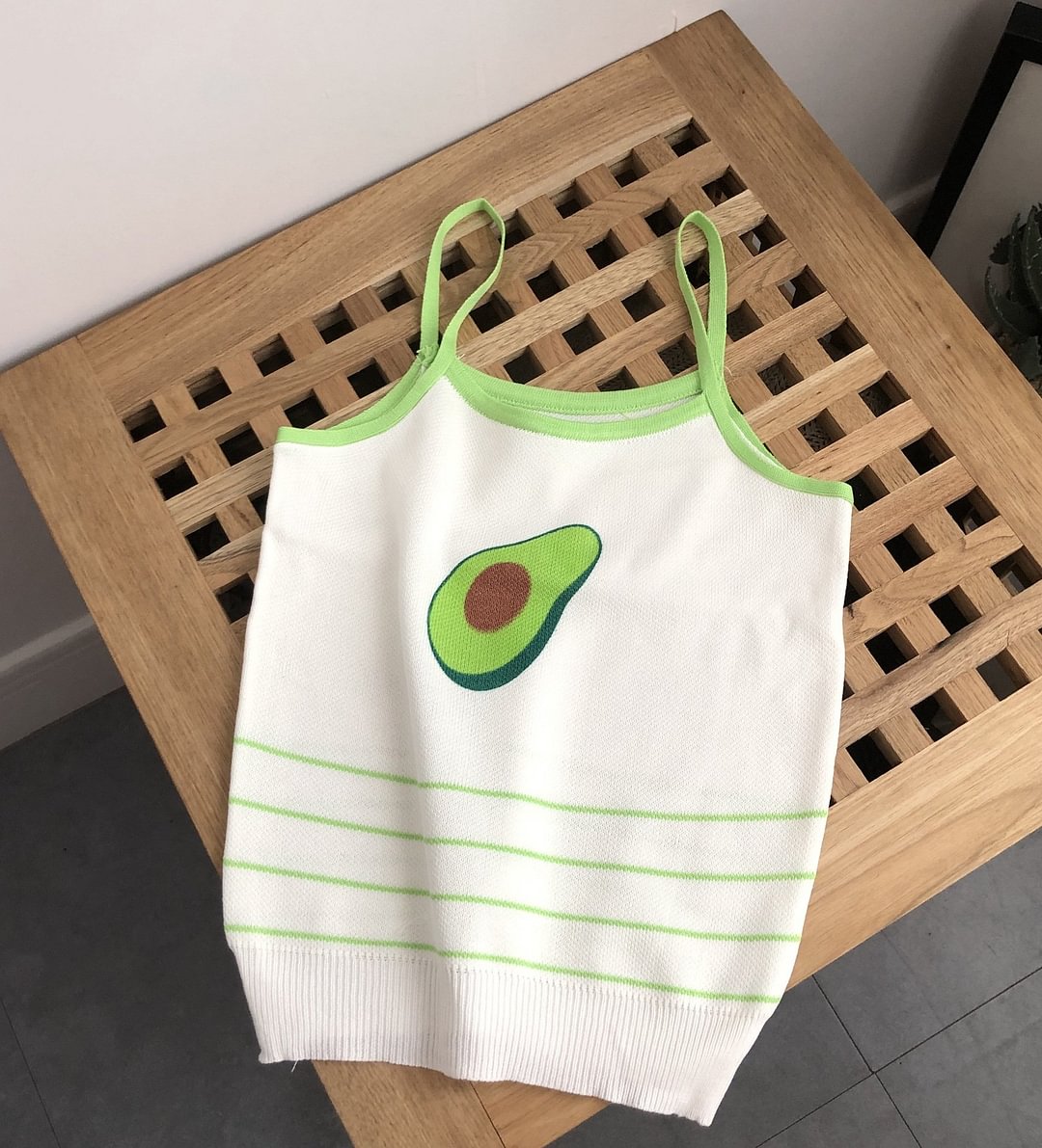 FRUIT PRINT CONTRAST KNIT VEST
