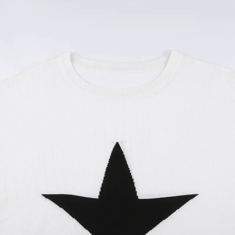 BLACK STAR RIPPED LONG SLEEVE KNIT SMOCK