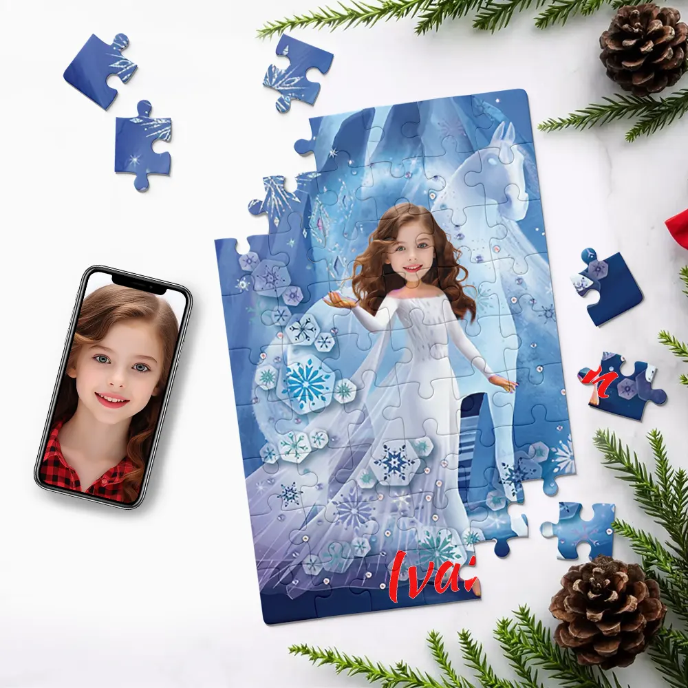 Custom Face Photo Elsa Princess Frozen Style Personalized Jigsaw Puzzle