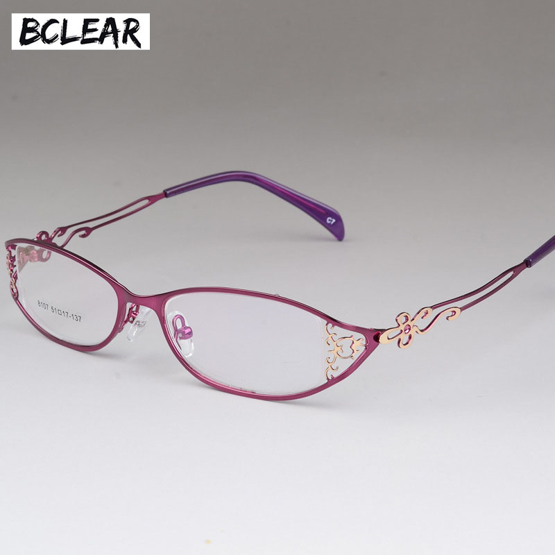 BCLEAR Ladies business glasses frames hollow carved metal full frame ...