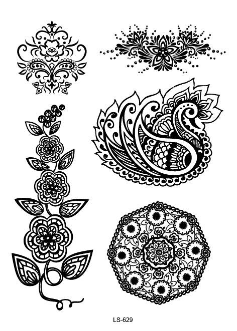 Black Lace Waterproof Temporary Tattoo Sticke Sexy Thigh Sticker Body ...