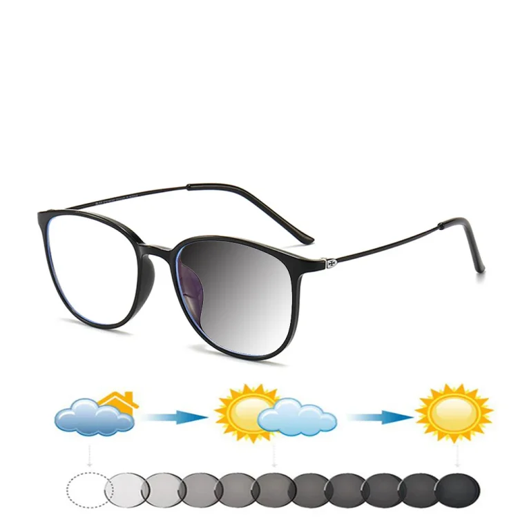 Retro Round Frame Ultra-light Oversized Comfortable Photochromic ...