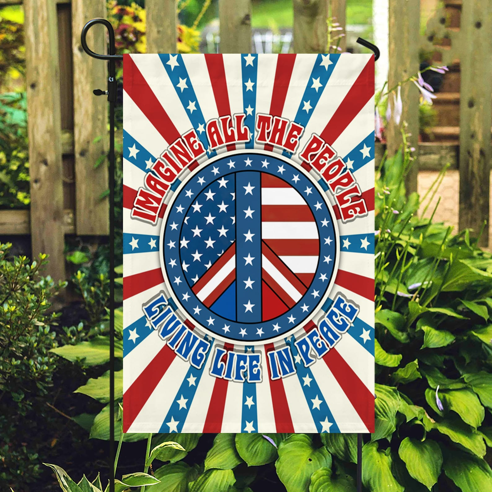Peace Sign Independence Day Flag, Imagine All The People Living Life In ...