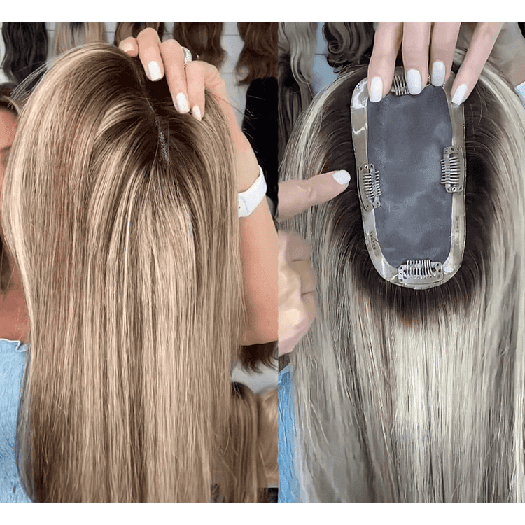 3" X 6" UPGRADE MONO TOP HUMAN HAIR TOPPER | STRAIGHT SILKY SMOOTH HAIR ...