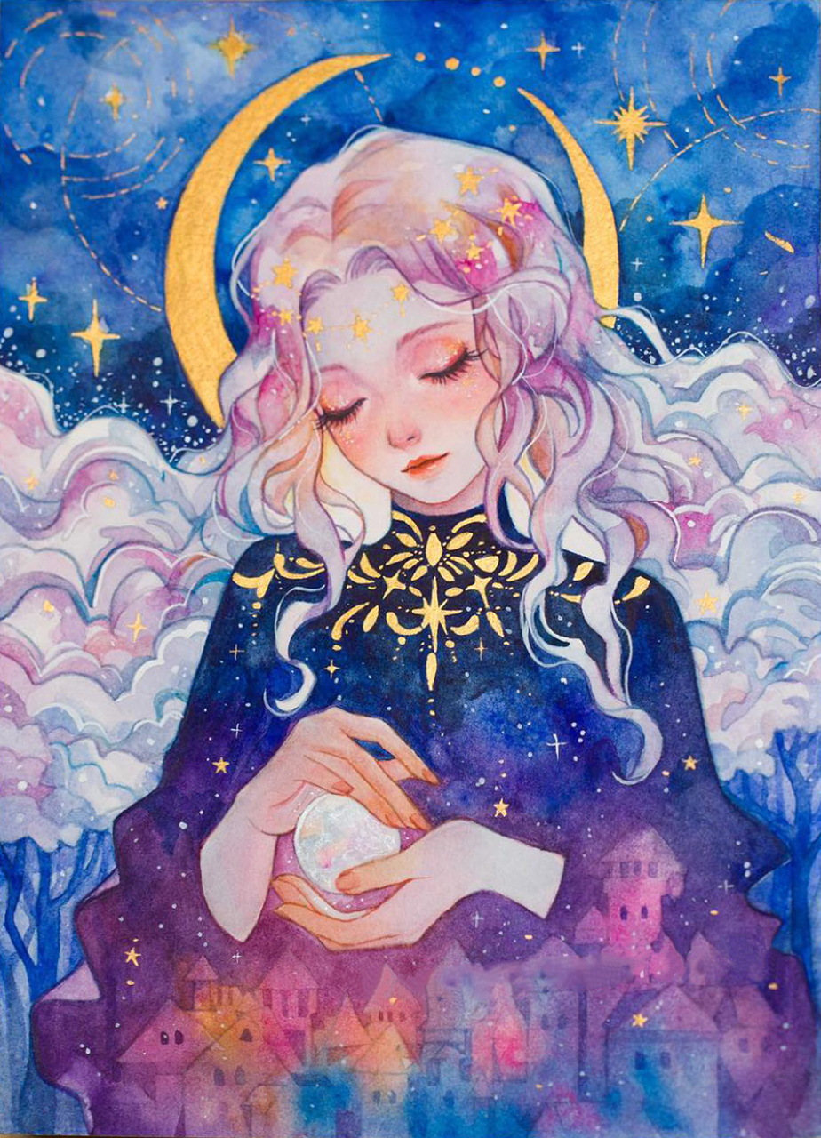 Moon Flower Girl (40*60CM) Diamond Painting